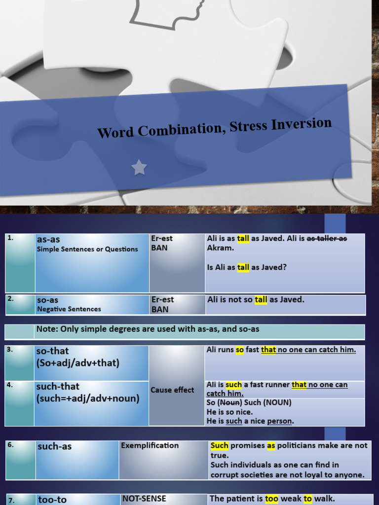 Word Combinations, Stress Inversion | PDF | Linguistics | Languages