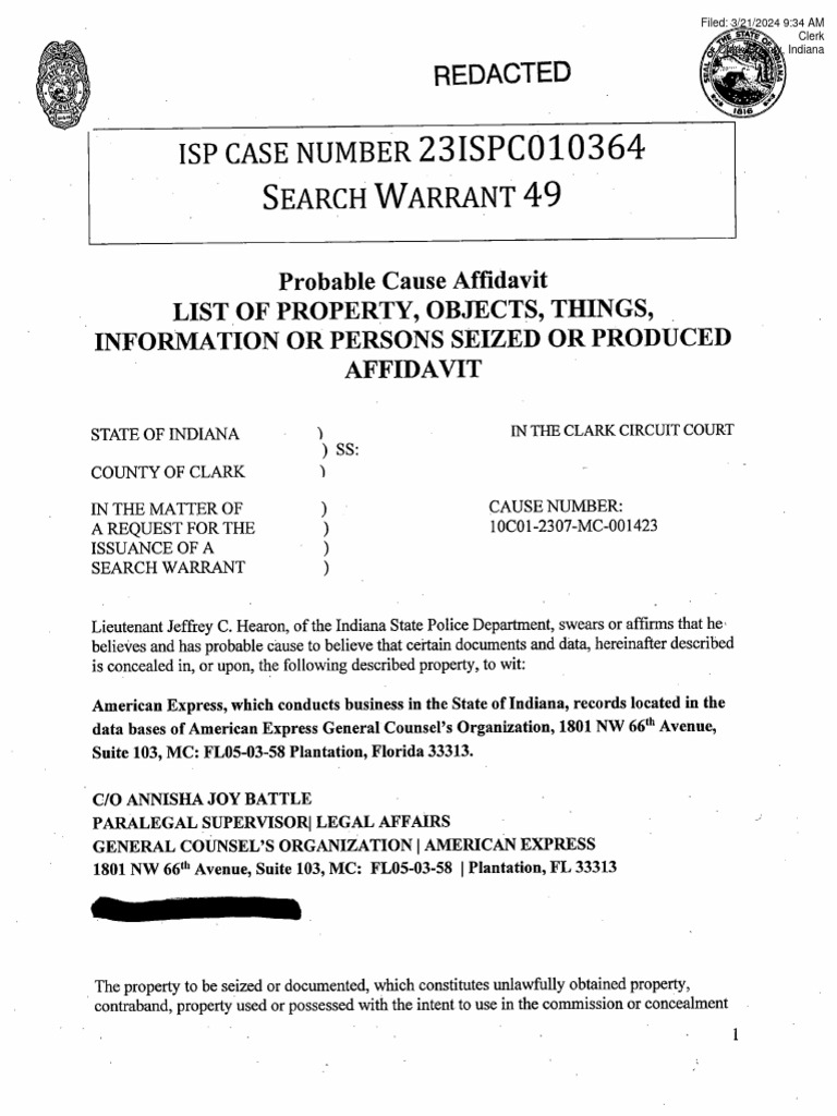 King County Search Warrant Template | PDF | Probable Cause | Police Officer