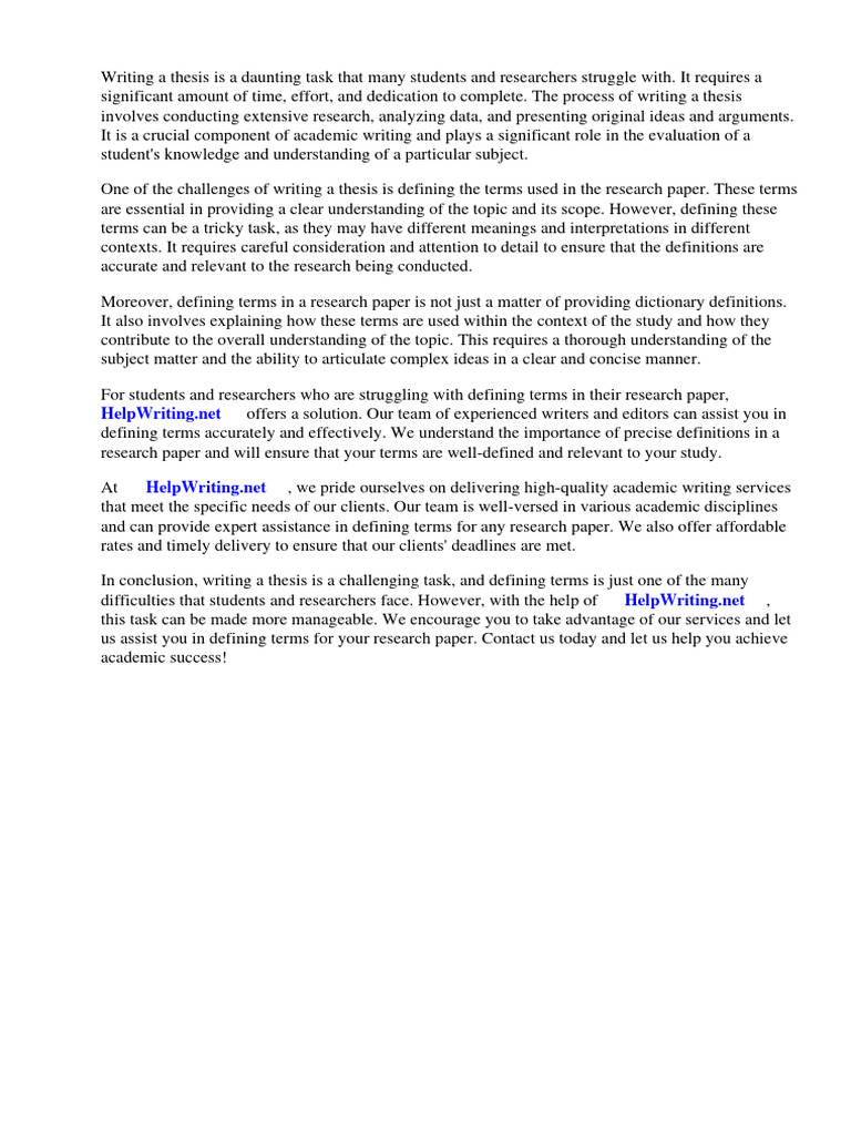 Definition of Terms Used in Research Paper | PDF | Academic Publishing ...