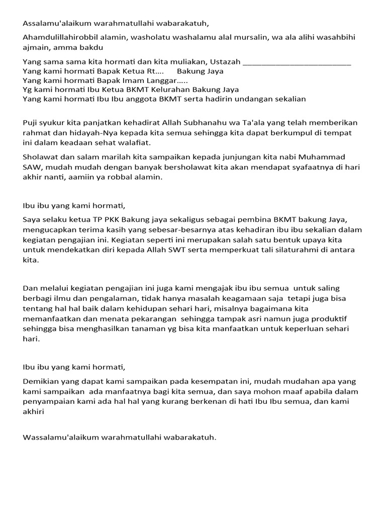 Kata Sambutan BKMT | PDF