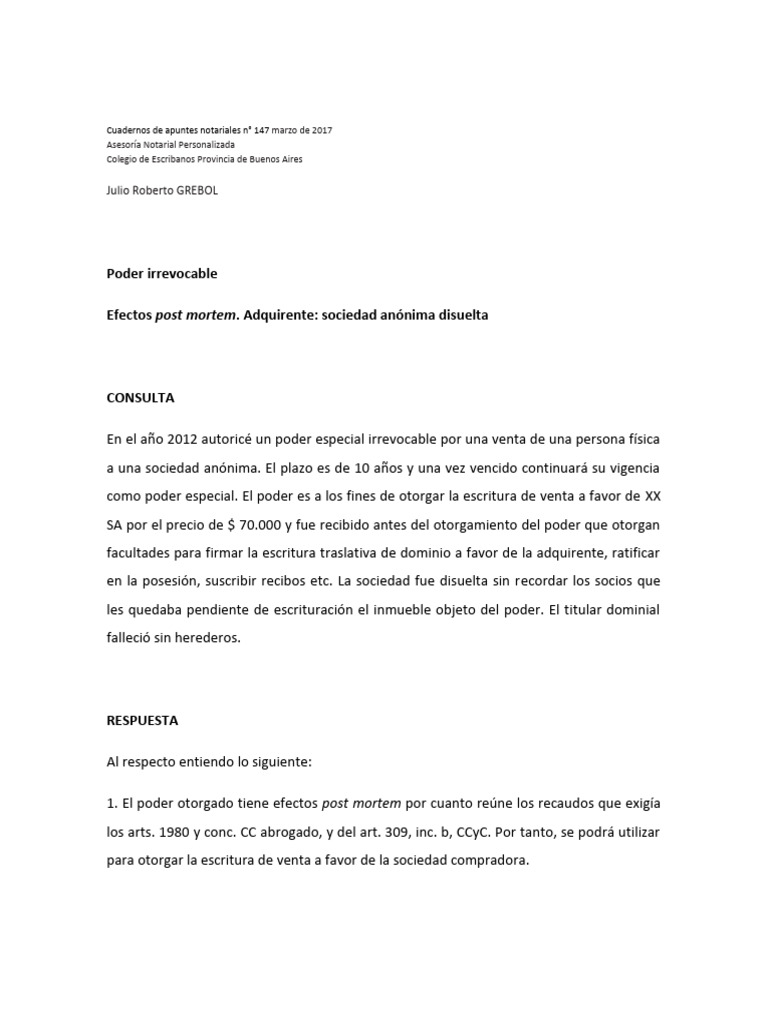 Poder Irrevocable CAN 147 | PDF