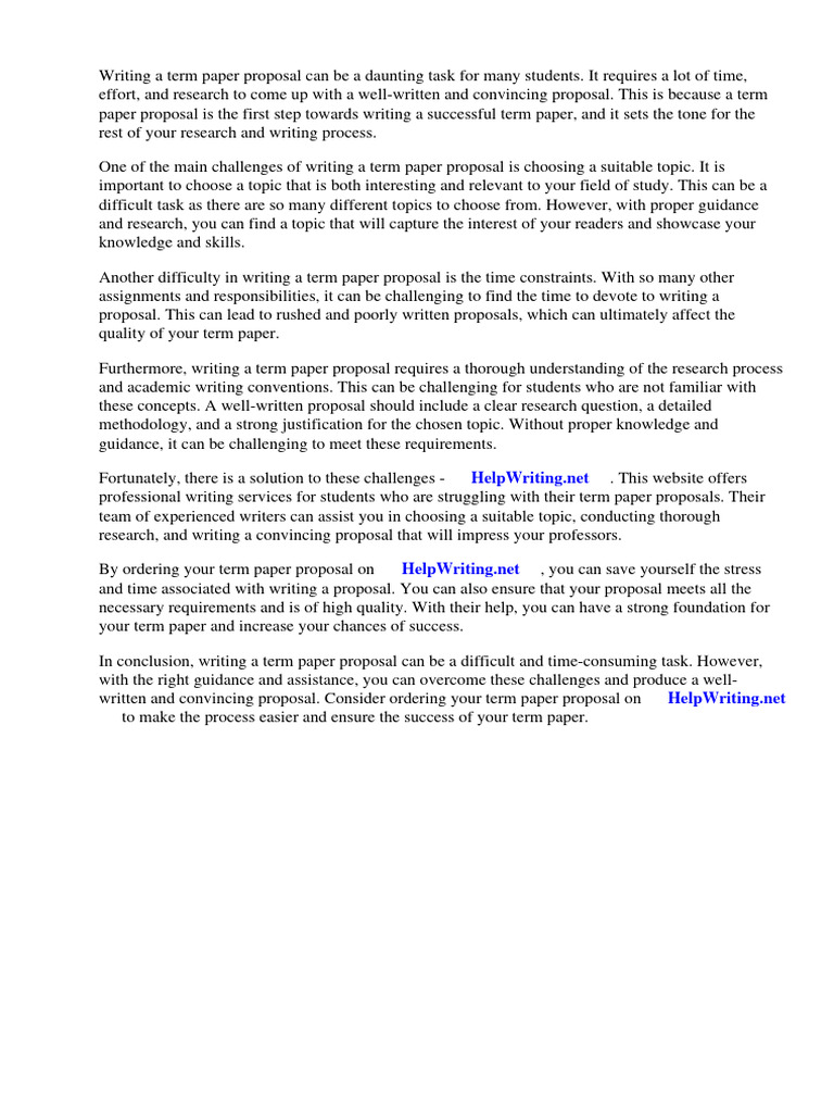 Writing A Term Paper Proposal | PDF | Methodology | Academic Publishing