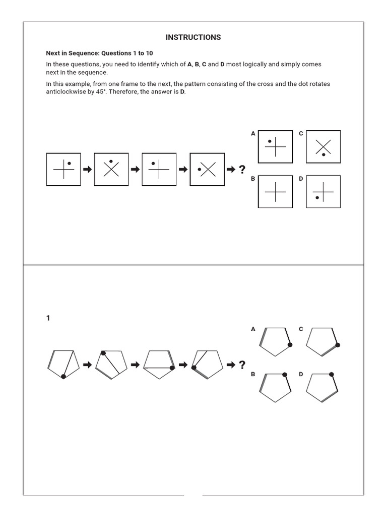 Instructions: Next in Sequence: Questions 1 To 10 | PDF