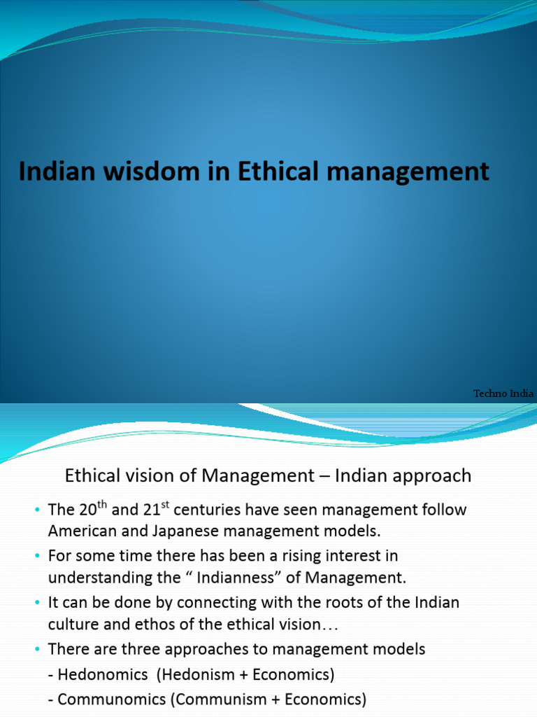 Indian Wisdom in Ethical Management | PDF | Spirituality