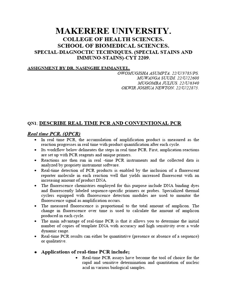 Describe Real Time PCR and Conventional PCR | PDF | Real Time ...