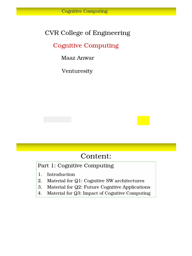 Cognitive Computing - Slides | PDF | Artificial Intelligence | Intelligence (AI) & Semantics