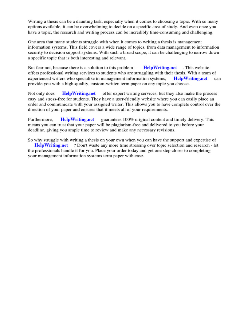 Management Information Systems Term Paper Topics | PDF | Information | Management Information System