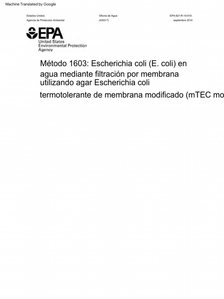 EPA Method 1603 2009 ESPAÑOL | PDF | Agua | Solución salina tamponada ...