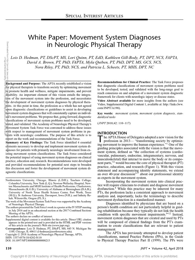White Paper Movement System Diagnoses In.9 | PDF | Medical Diagnosis ...