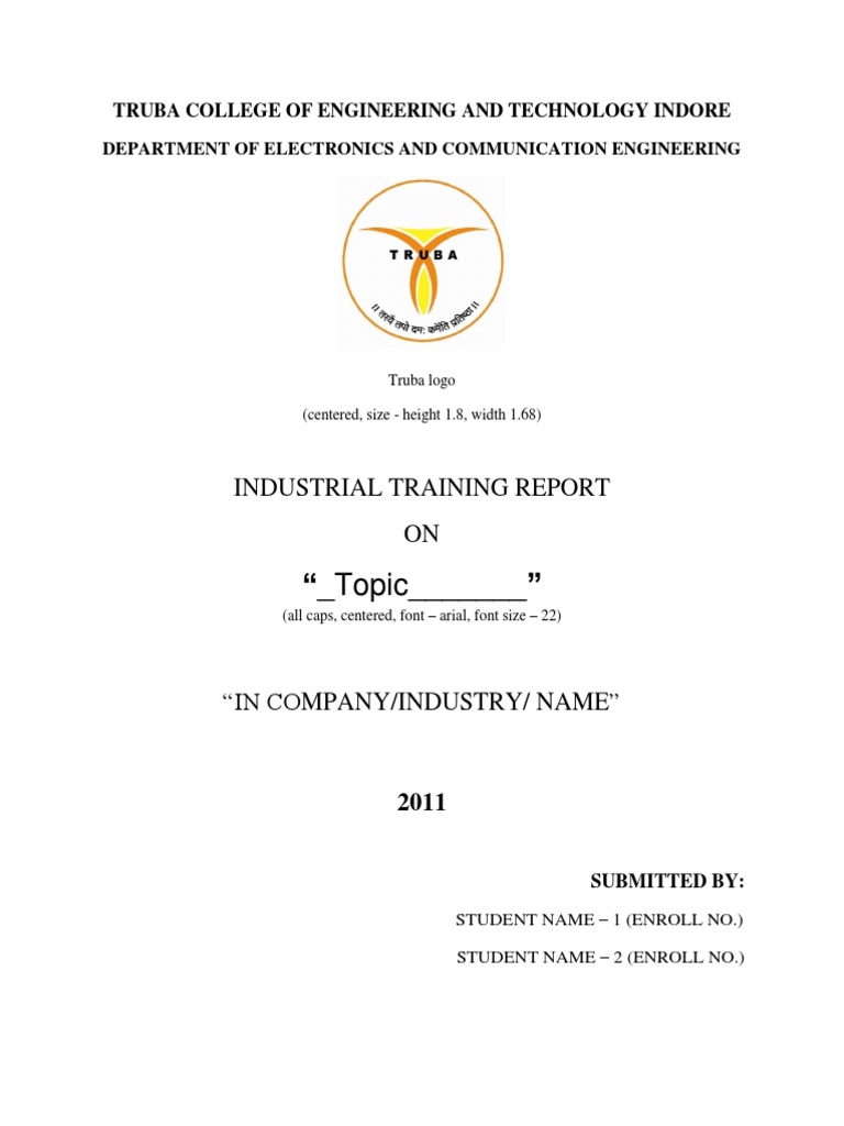 Industrial Training Report Format | PDF