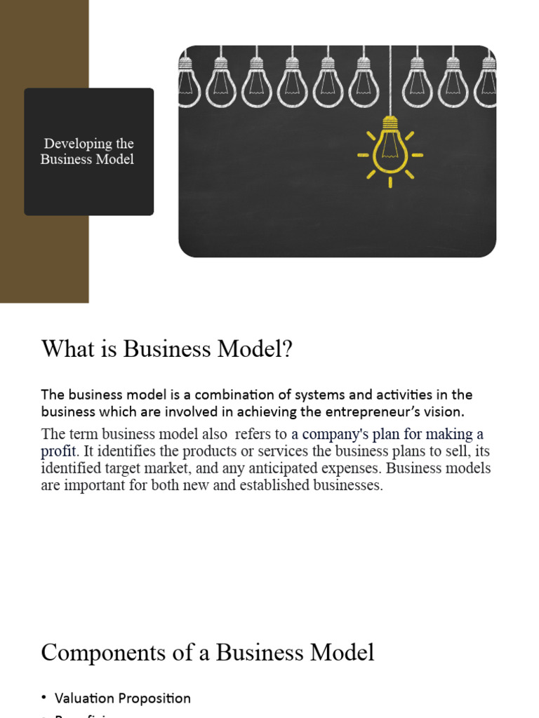 Developing The Business Model | PDF | Business Model | Entrepreneurship
