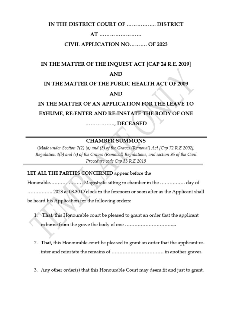 Grave Exhumation Application Notice | PDF | Separation Of Powers ...