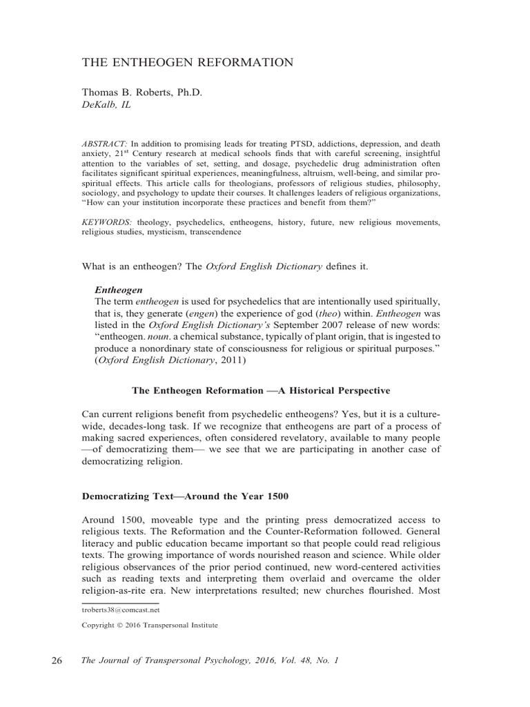 The Entheogen Reformation | PDF | Entheogen | Psychedelic Drugs