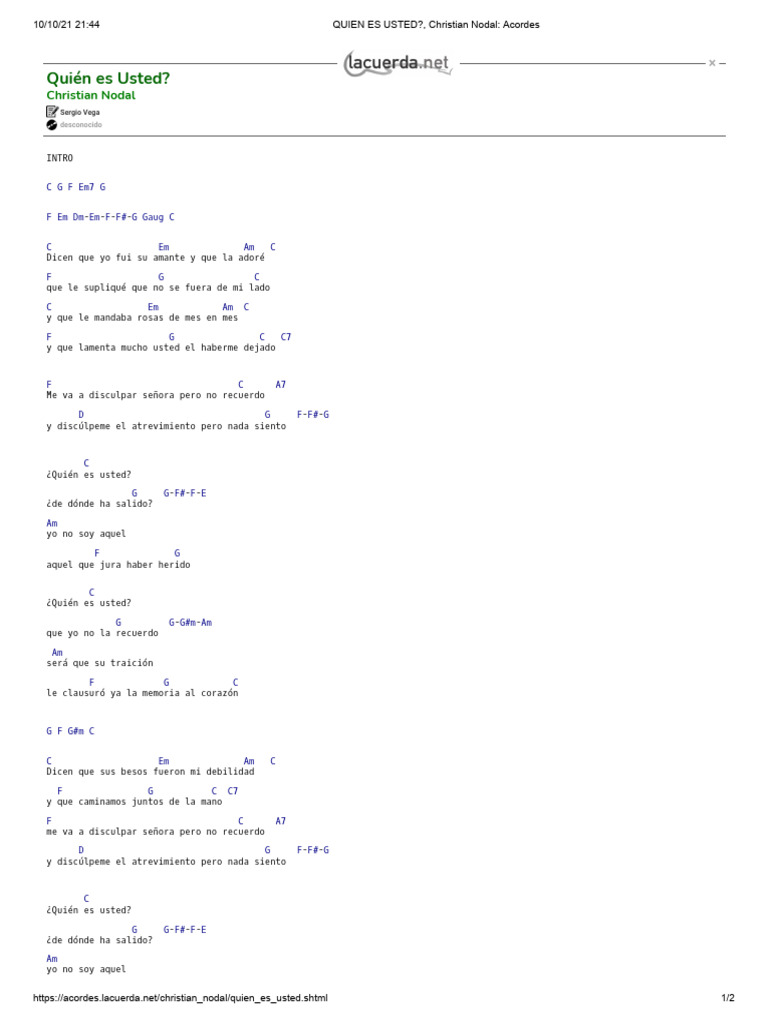 QUIEN ES USTED_, Christian Nodal_ Acordes | PDF QUIEN ES USTED_, Christian Nodal_ Acordes | PDF