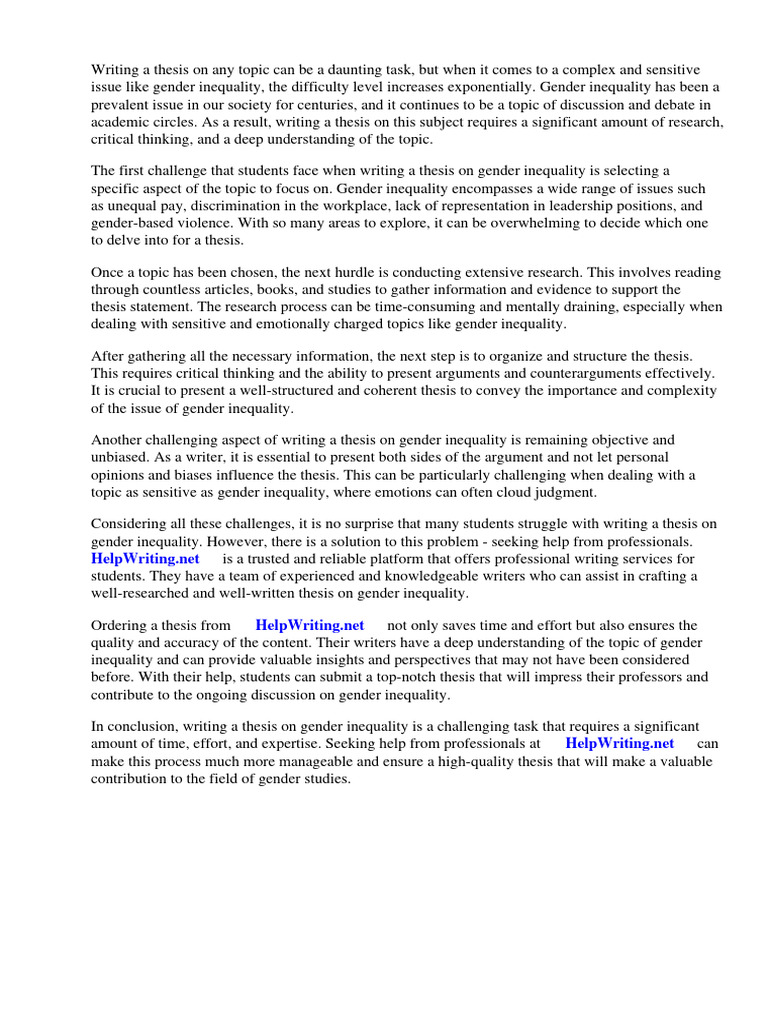 Term Paper Gender Inequality | Download Free PDF | Gender Studies ...