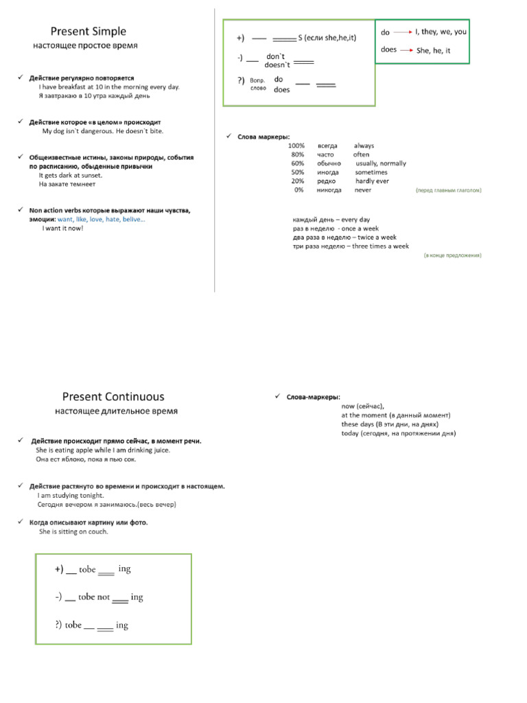 Present Simp + Contin+ Past Simple | PDF