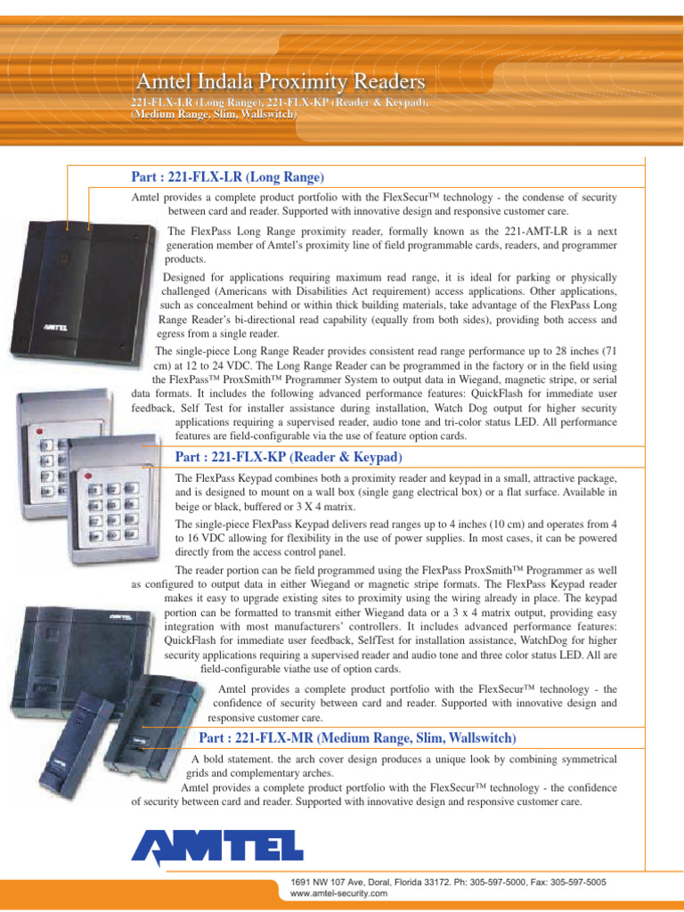 Amtel Proximity Readers (Indala) | PDF | Electronics | Computer Engineering