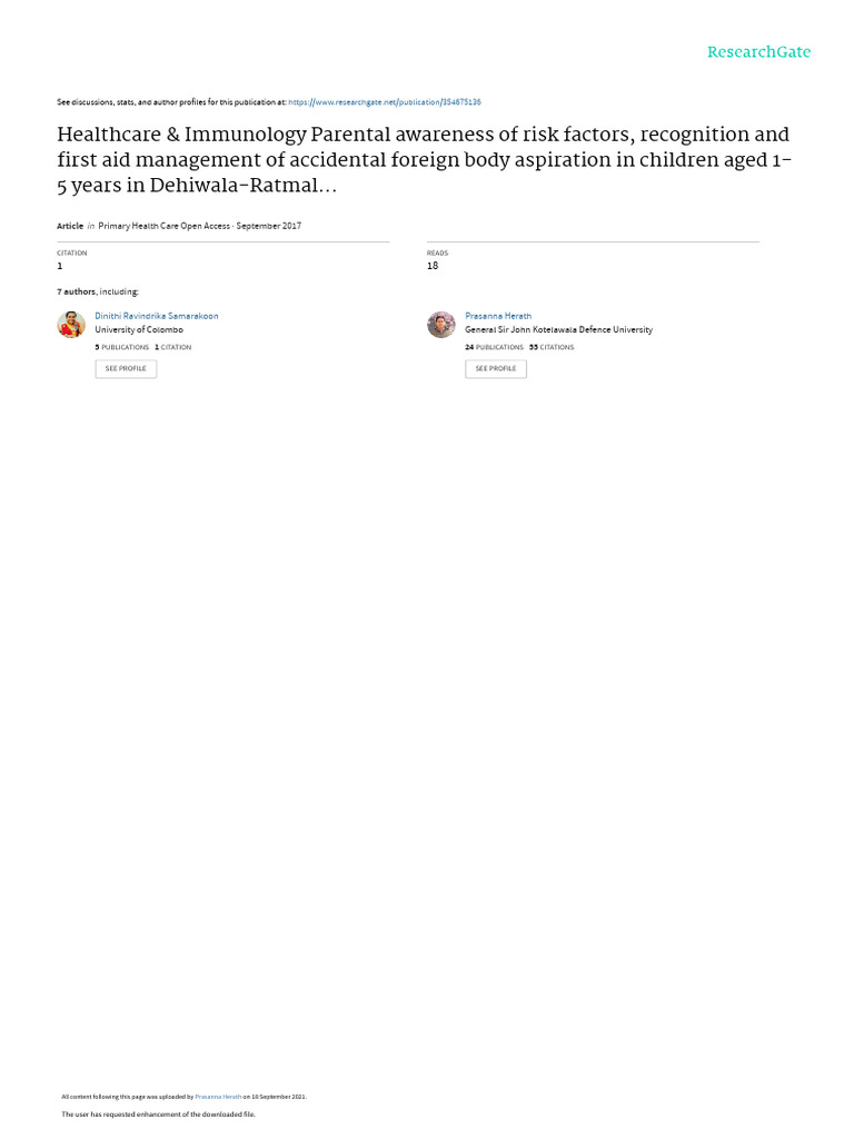 SMDR Samarakoon Oral Presentation | PDF | Health Care | First Aid