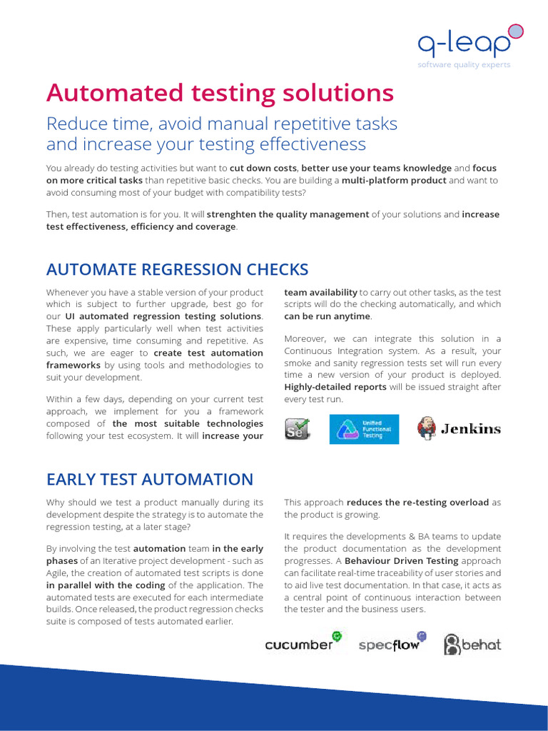 Test Automation Brochure Production | PDF | Automation | Computer ...