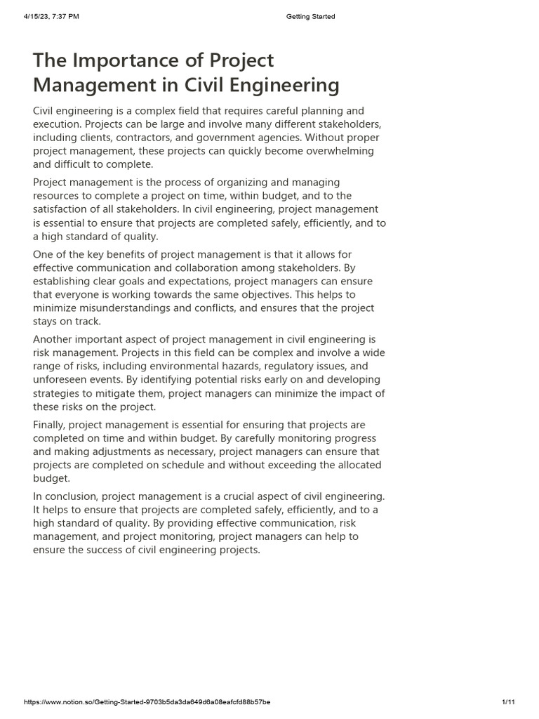 Project Management in Civil Engineering | PDF | Project Management | Risk Management