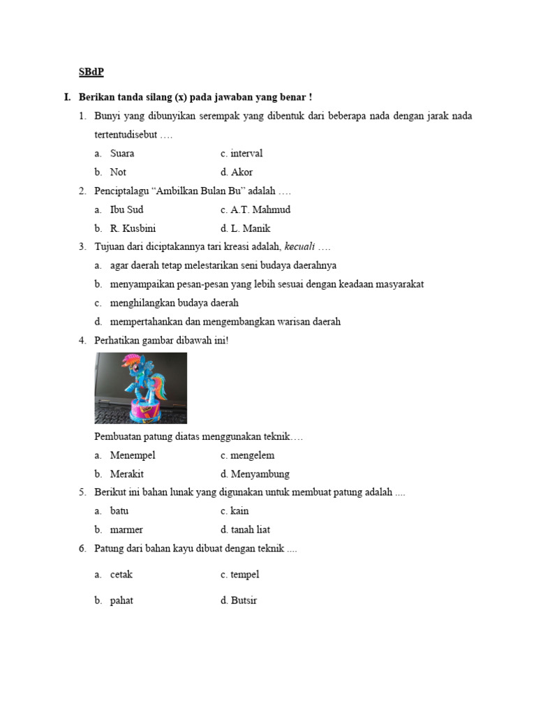 Soal PAT SBDP Kls 6 Tema 9 | PDF