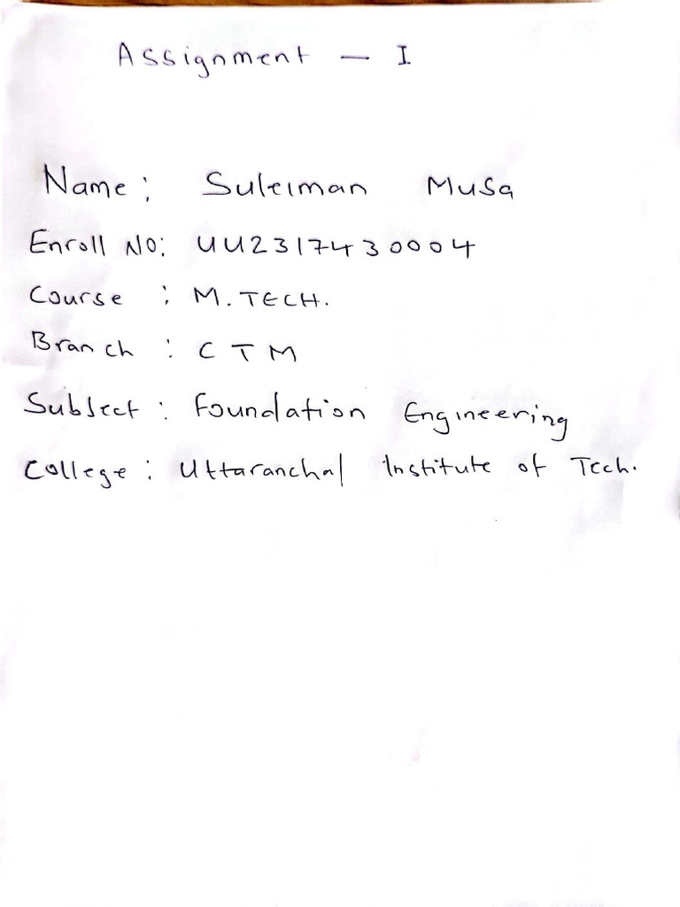 Foundation Engr. Assignment 1 | PDF