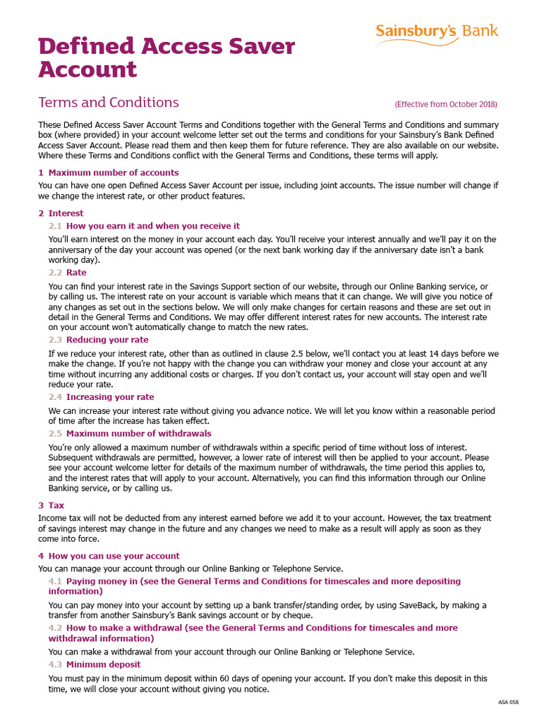DefinedAccessSaver Tcs Oct2018 | PDF | Interest | Interest Rates