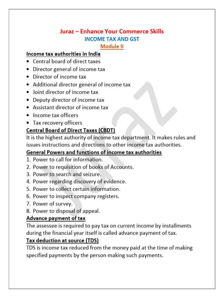 Income Tax And Gst Juraz Module 2 Pdf Taxes Income Tax 