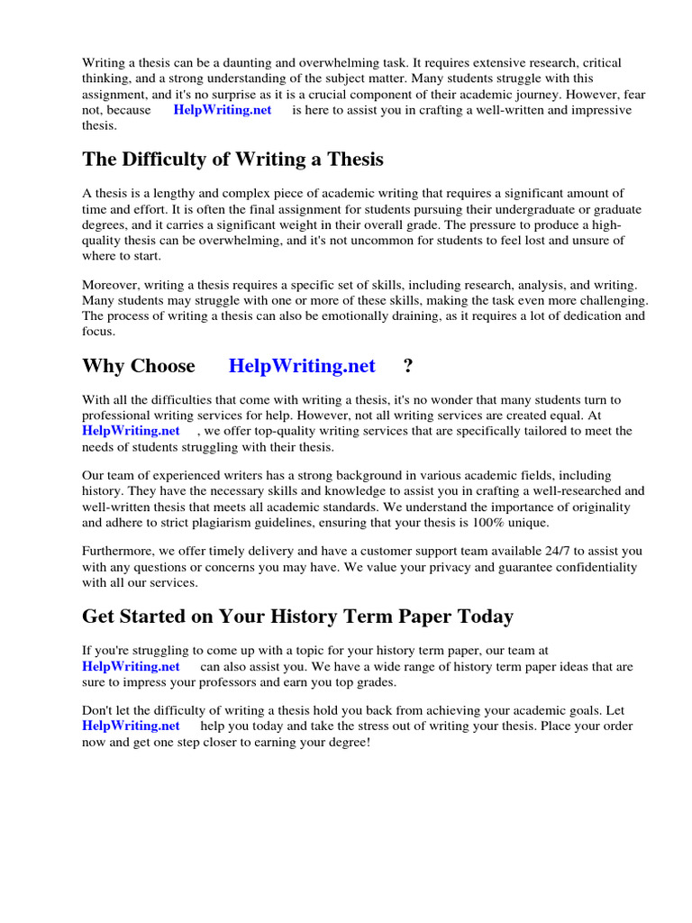 History Term Paper Ideas | PDF | Thesis | Essays