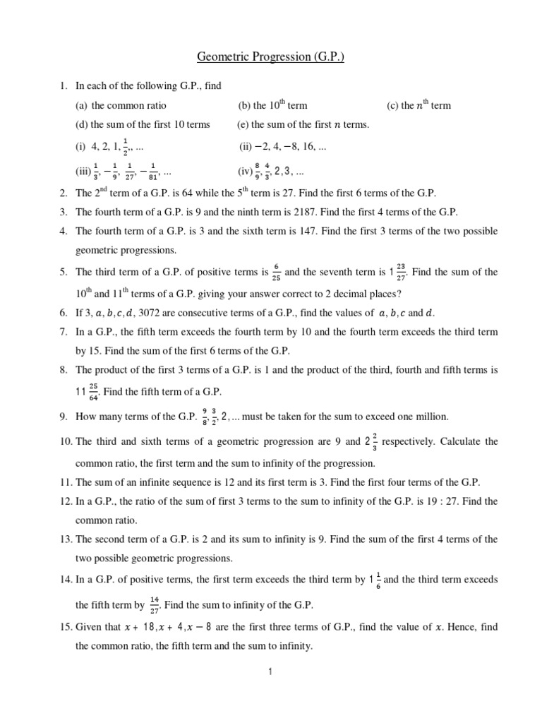 Geometric Progression | Download Free PDF | Mathematical Concepts ...