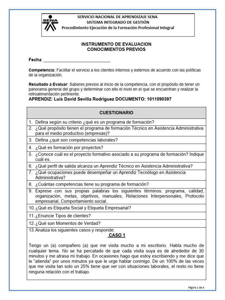 Inst. Evaluacion Conoc - Previos Facilitar | PDF | Evaluación | Desarrollo profesional