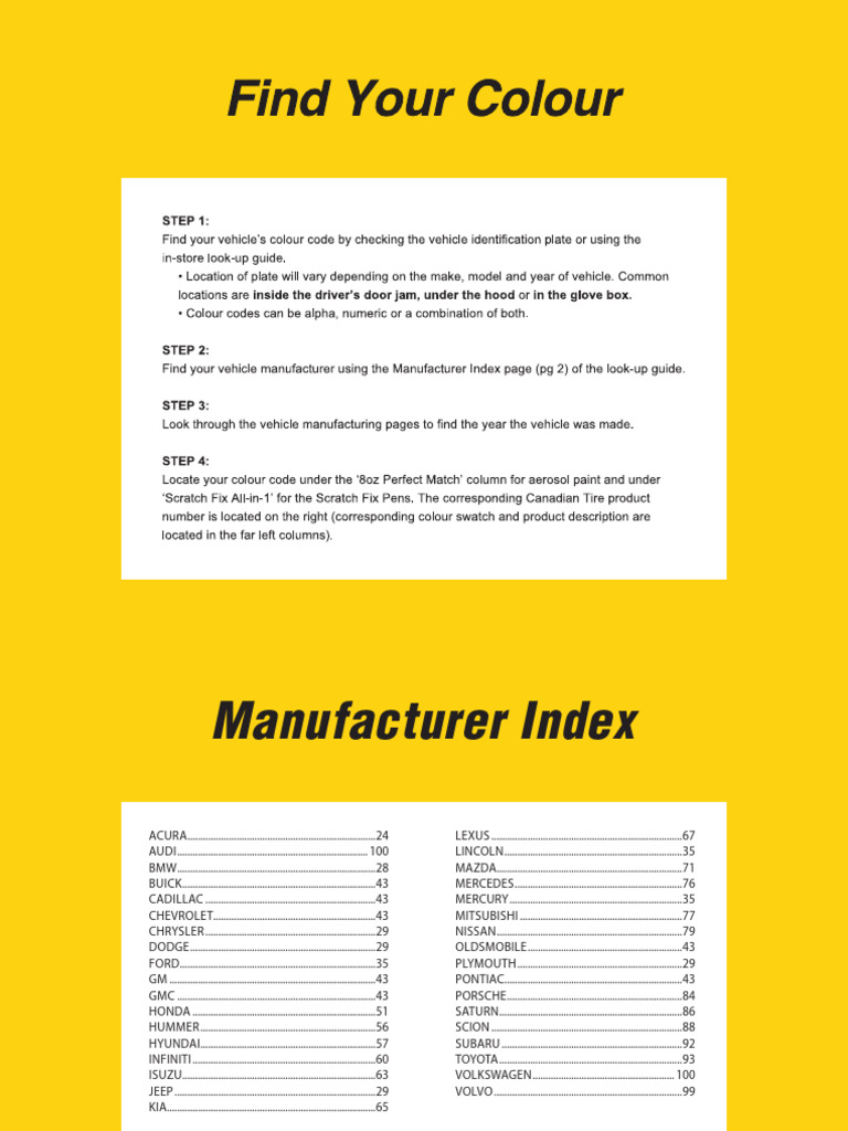 Car Manufacturer Color Codes Index | PDF | General Motors | Wheeled ...