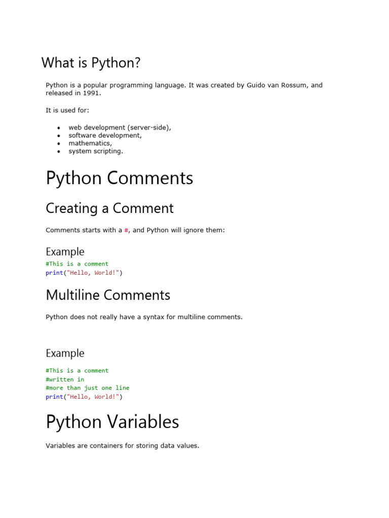 Introduction To Python | PDF | Data Type | Python (Programming Language) Introduction To Python | PDF | Data Type | Python (Programming Language)
