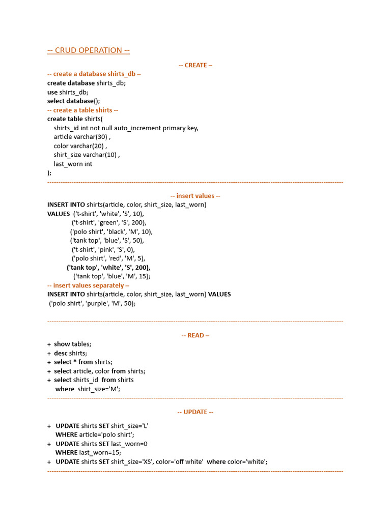 Mysql Operations | PDF | Sql | Data Management
