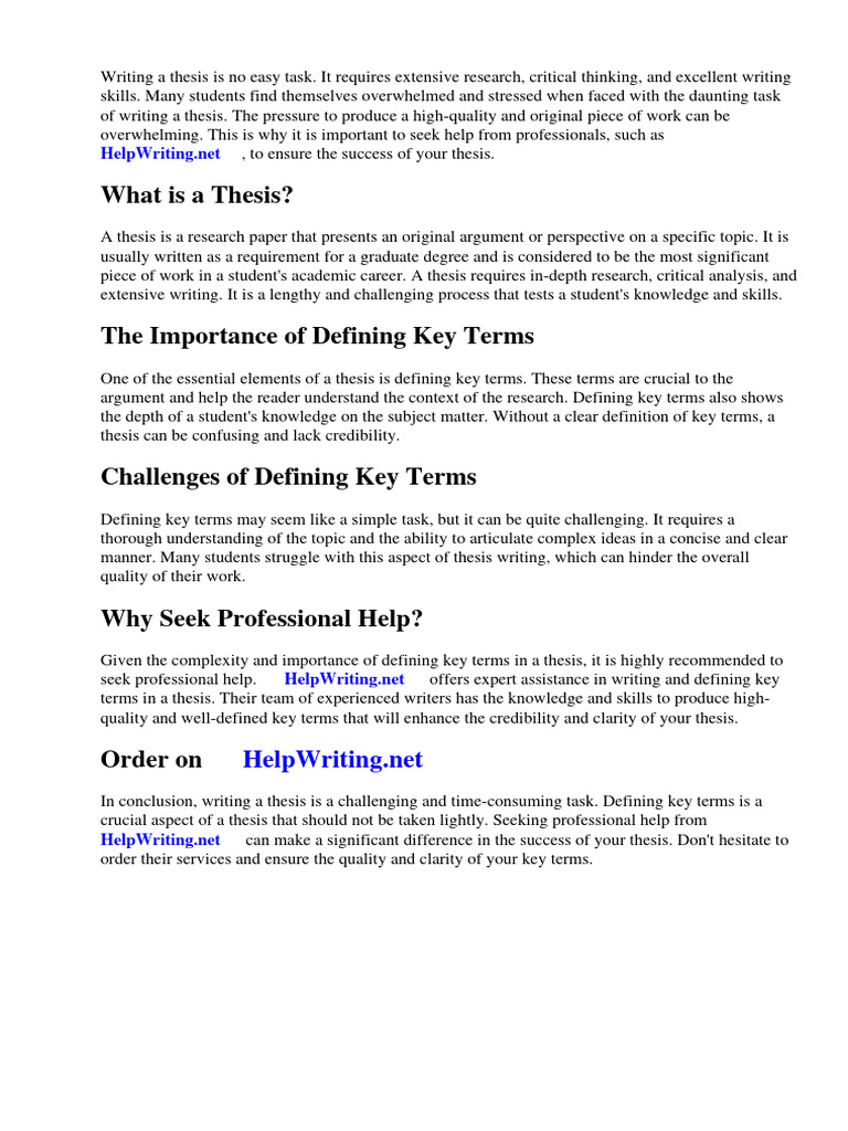 Definition of Key Terms in Research Paper | PDF | Critical Thinking ...