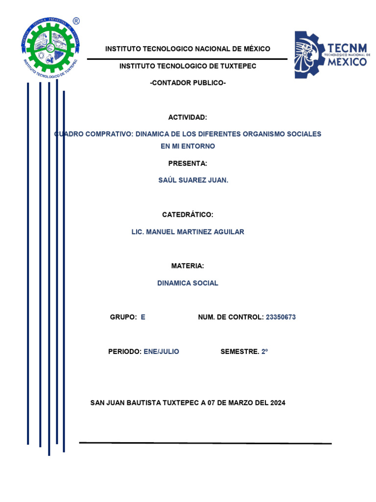 Cuadro - Comparativo - Saul Suarez - Dinamica Social | PDF