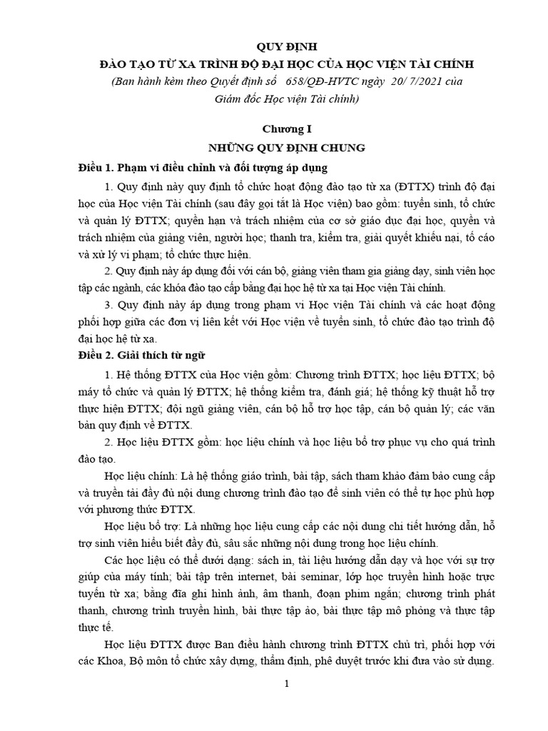 1quy Dinh Dao Tao Tu Xa | PDF