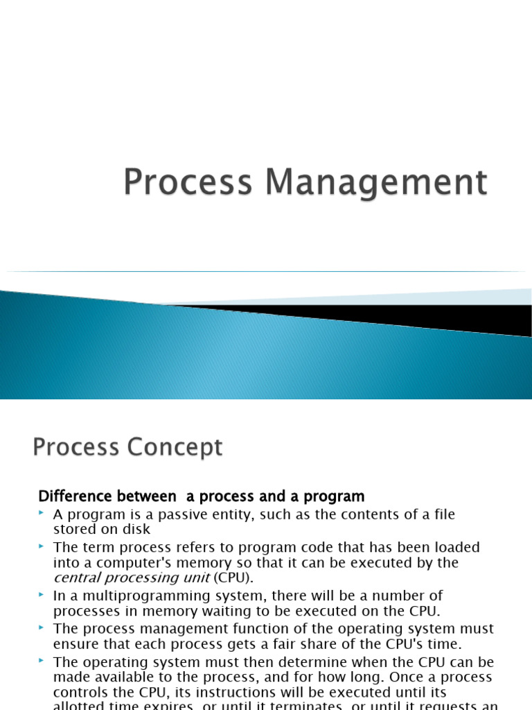 Chapter 2 Process Management | PDF | Process (Computing) | Scheduling (Computing)