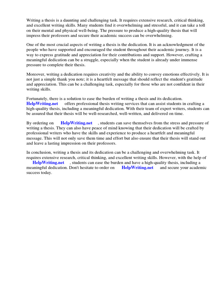 Term Paper Dedication Example | PDF | Thesis | Academic Publishing