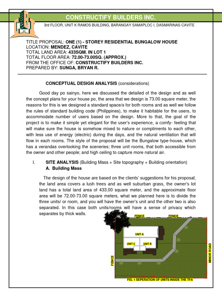 Bungalow House Design Proposal in Cavite | PDF | Window | Roof