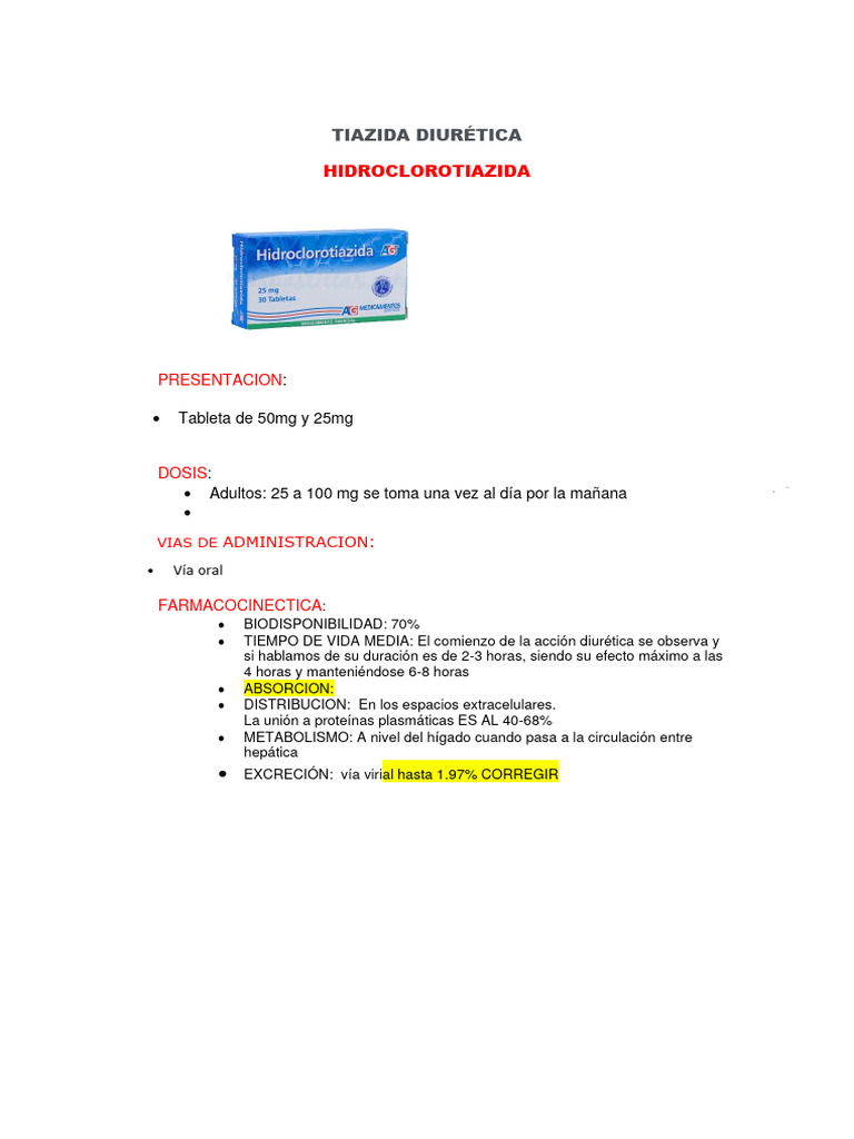 Tiazida Hidrocloriazida | Descargar gratis PDF | Medicina CLINICA ...
