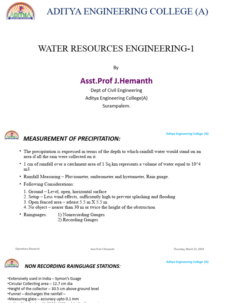 Wre - 1 Unit 1 - 4 Mean Rainfall Calu | PDF | Precipitation | Earth Sciences