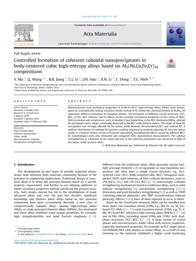 Ma2018 - Controlled Formation of Coherent Cuboidal Nanoprecipitates in ...