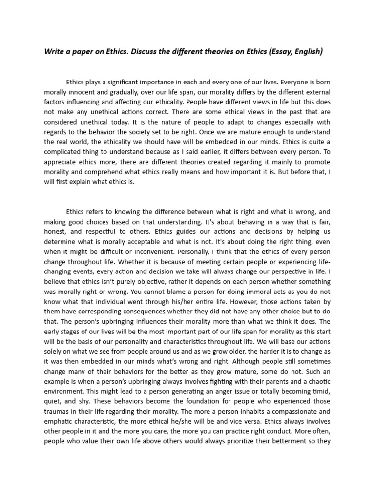 Paper No. 1 (Ethics) | PDF | Morality | Utilitarianism