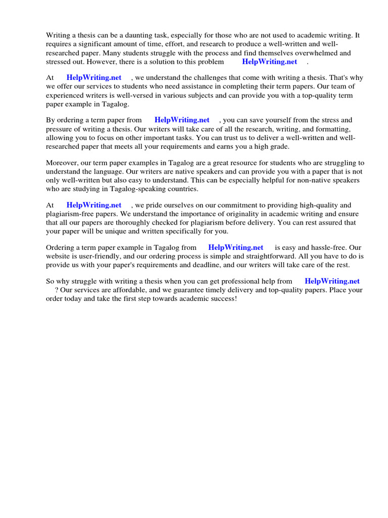 Term Paper Example in Tagalog | PDF | Tagalog Language | Essays