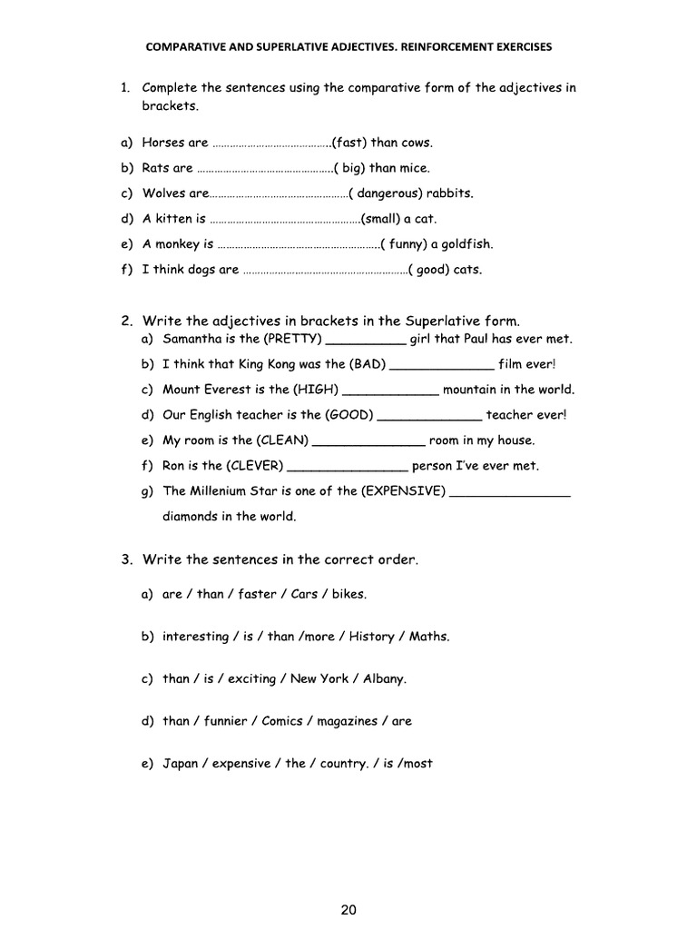 Exercises Comparatives | PDF