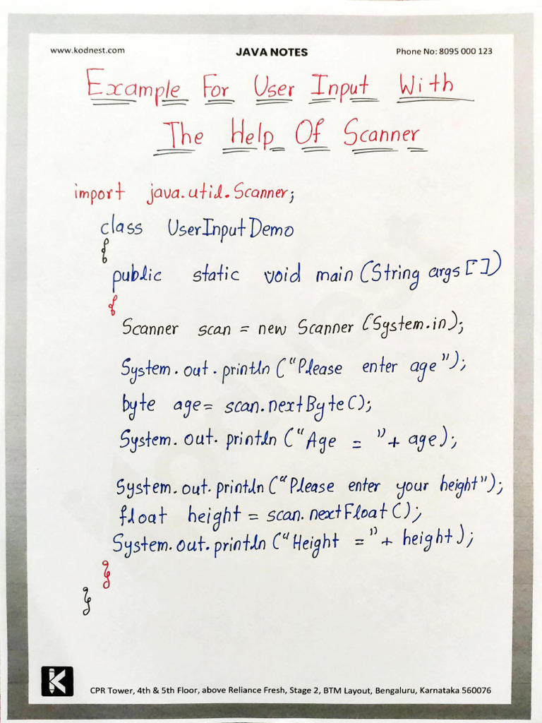 2666147 Java Datatype Example User Input With Help Of Scanner Notes Pdf 1922