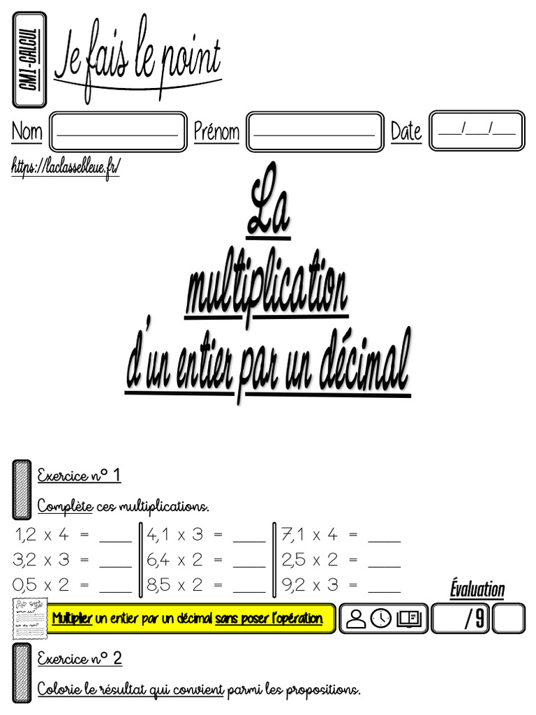 Exercices de Multiplication CM1 | PDF