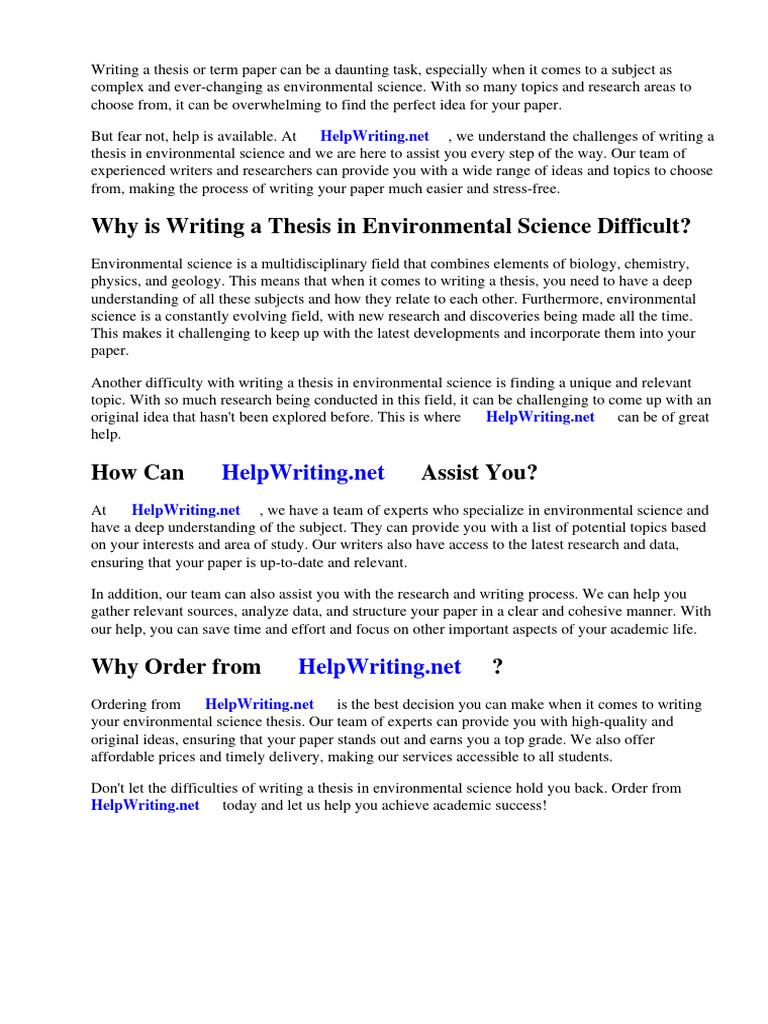 Environmental Science Term Paper Ideas | PDF | Pollution | Natural ...