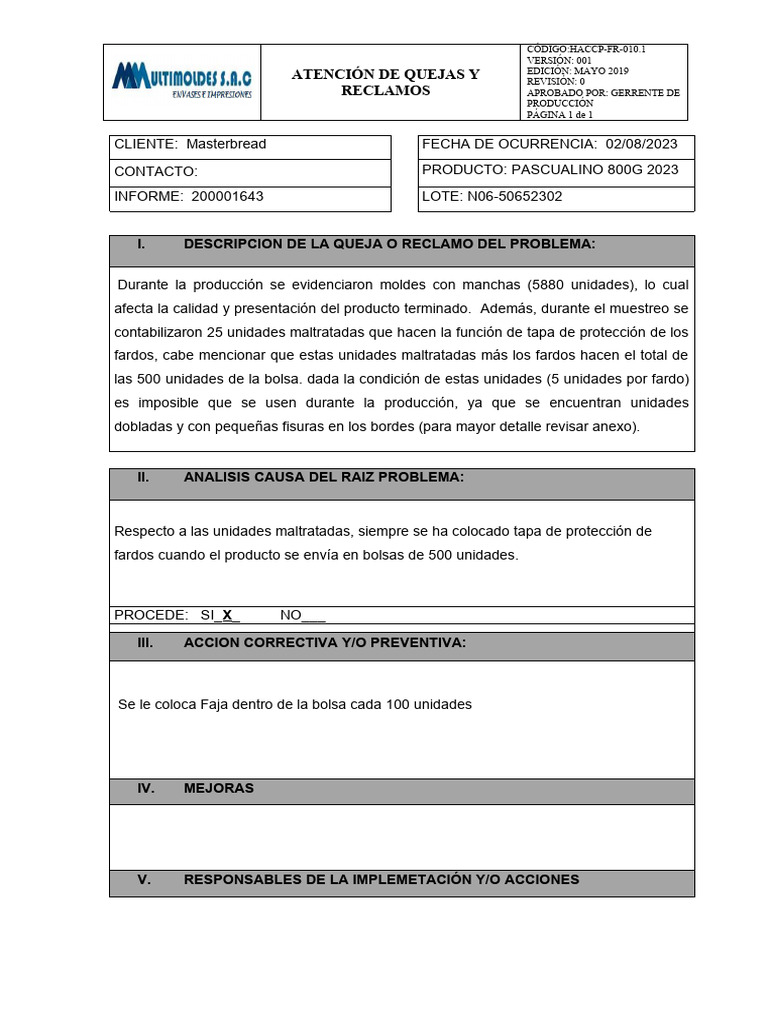 Modelo de Respuesta a Quejas y Reclamos | PDF